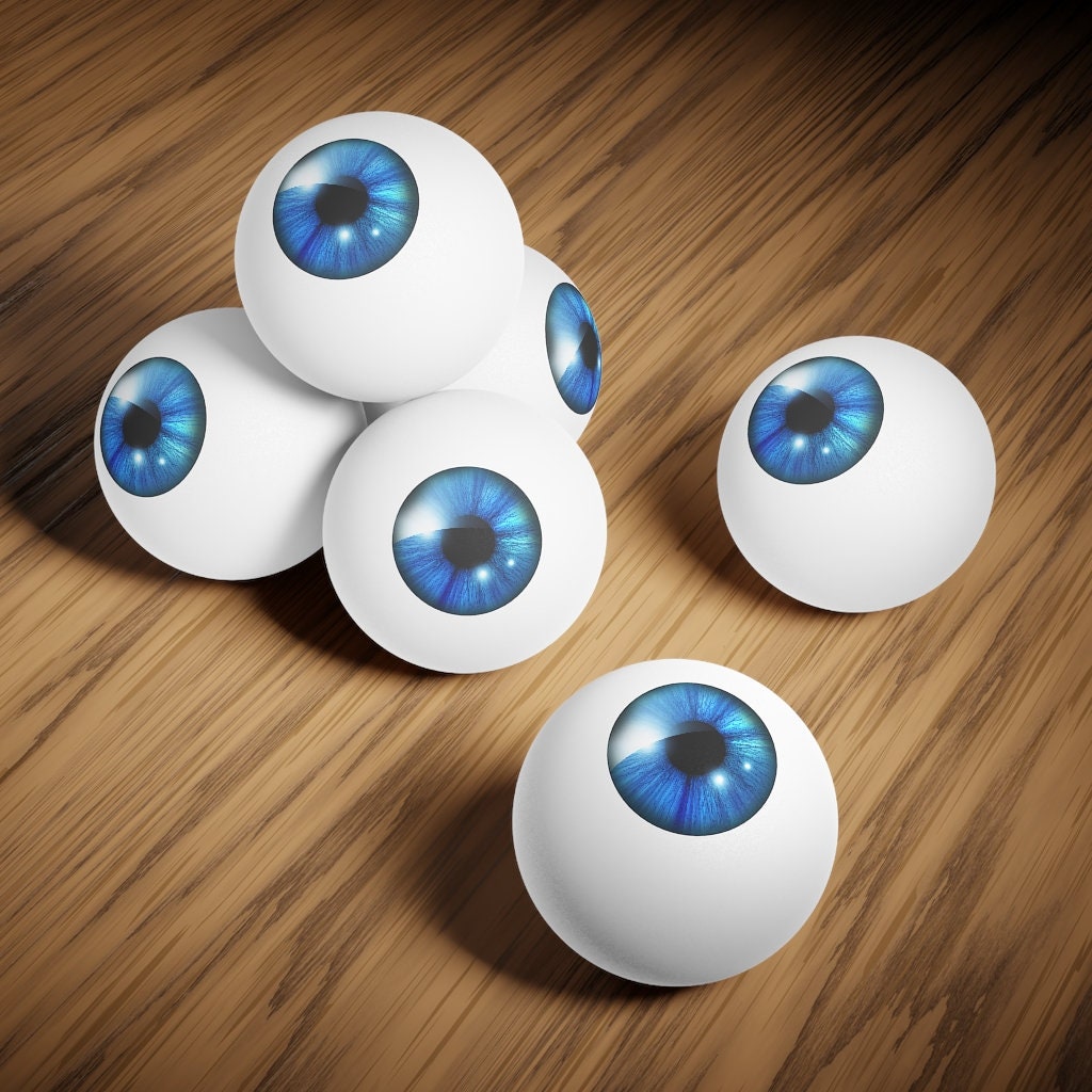 Ping Pong Balls, a Set of 6pcs, Eyeball Ping Pong Set, Blue Eye Ball ...