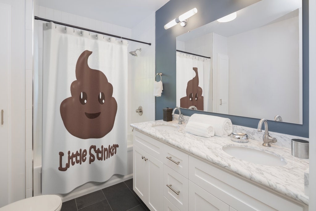 Poop Emoji Shower Curtains, Little Stinker Shower Curtain, Bathroom ...