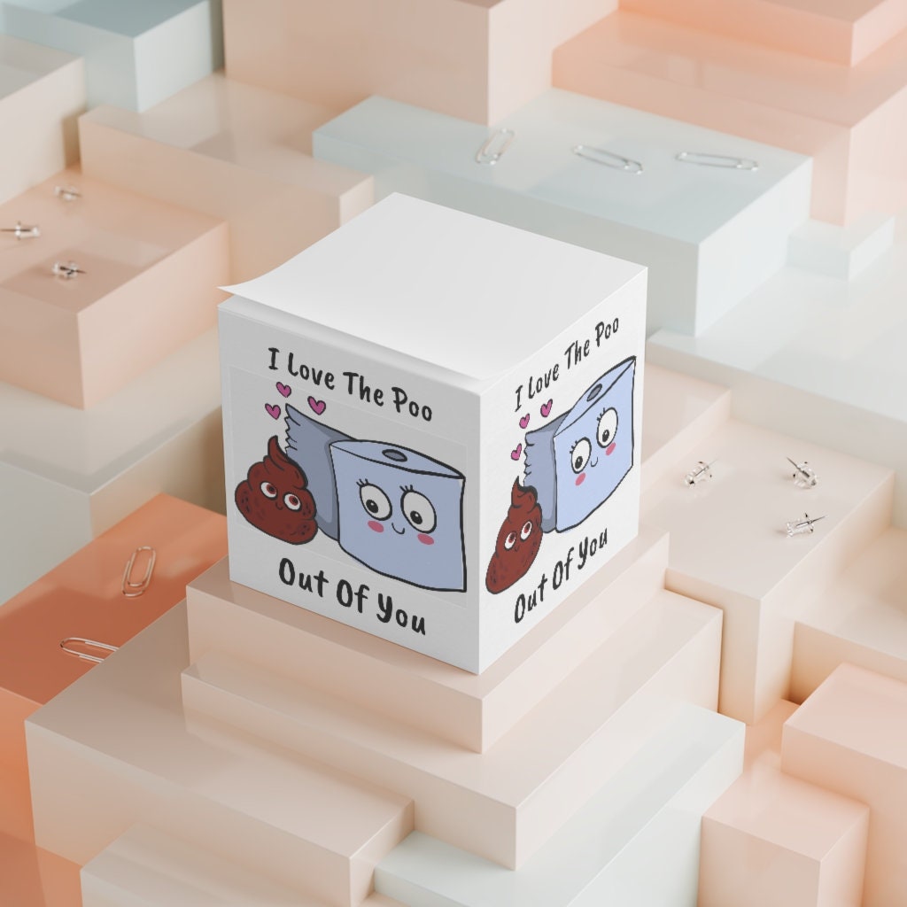 Poop and Toilet Paper Note Pad, I Love the Poo Out of You, Funny Sticky ...