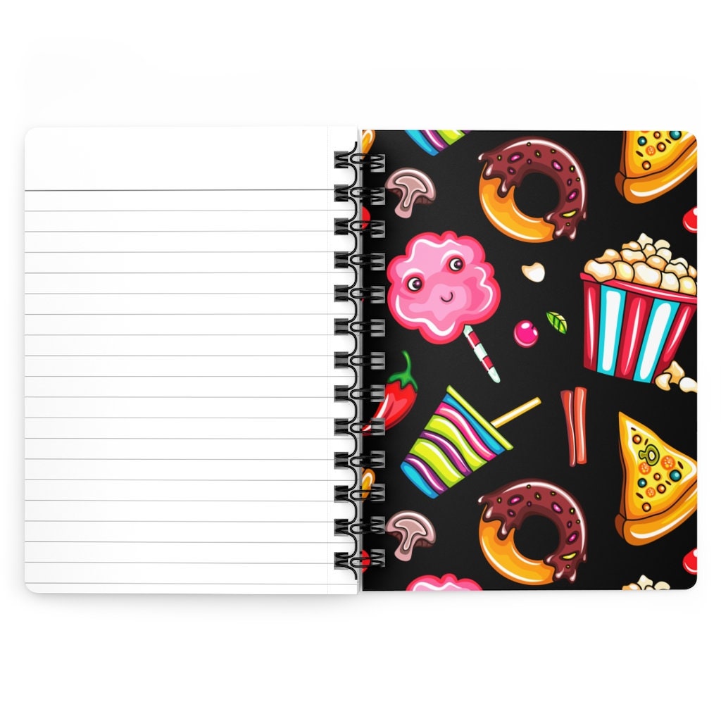 Food Covered Notebook Spiral Bound Journal Pizza Popcorn - Etsy UK