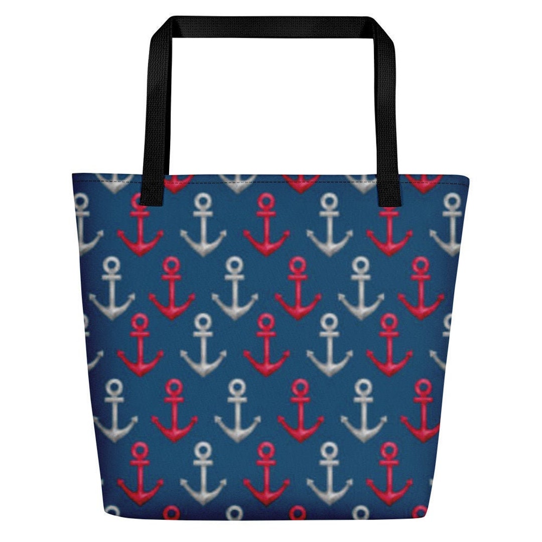 Beach Bag, Nautical, Anchors, Vacation Gear, Summer Bag, Tote Bag ...
