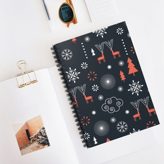 Spiral Notebook Lined Paper Christmas Pattern Winter | Etsy