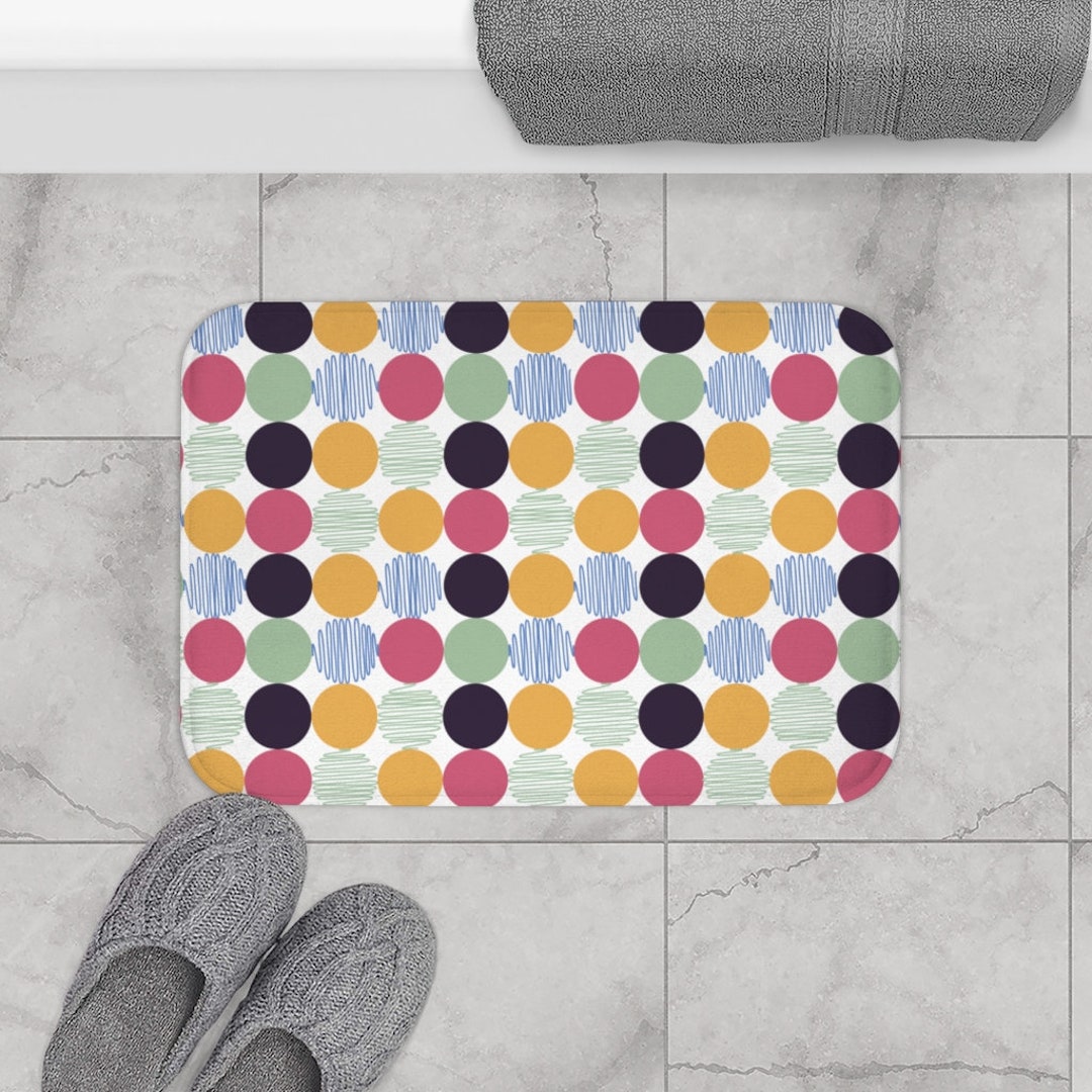 Bath Mat, Polka Dots, Multi Colors , Bathroom Decor, for the Home, Home ...