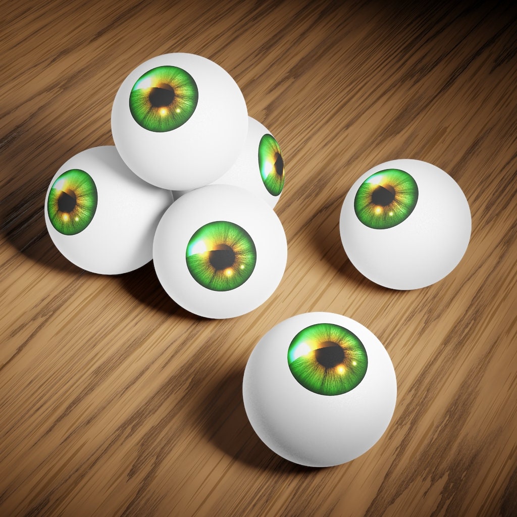Ping Pong Balls, a Set of 6pcs, Eyeball Ping Pong Set, Green Eye Ball ...