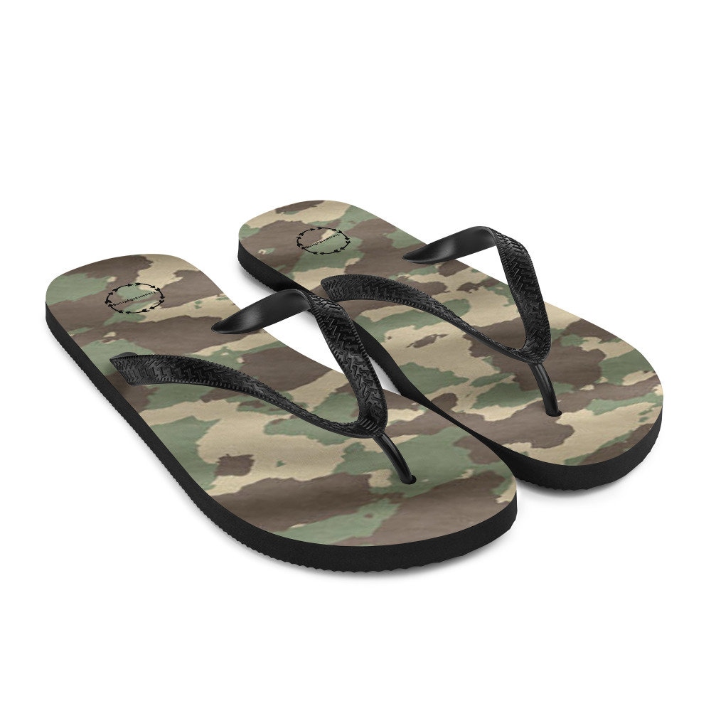 Woman's Flip flops camo Army print green brown | Etsy
