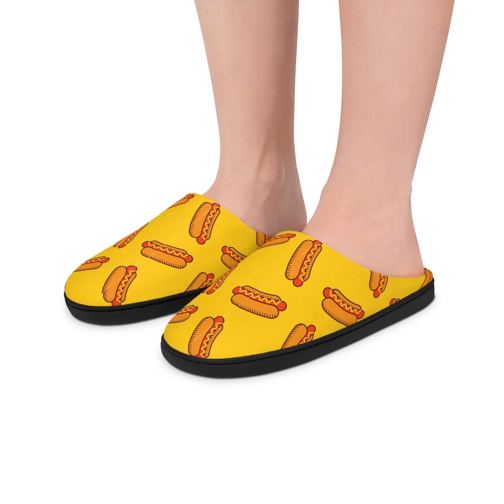 Funny Slippers, Hot Dog Slippers, Yellow Slip on Shoe, Mustard Slippers ...