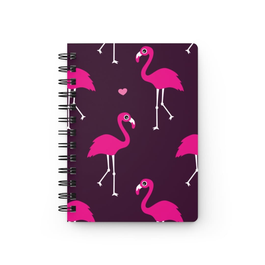 Spiral Bound Journal, Notebook, Flamingos, Summer Bird, Purple, Note ...