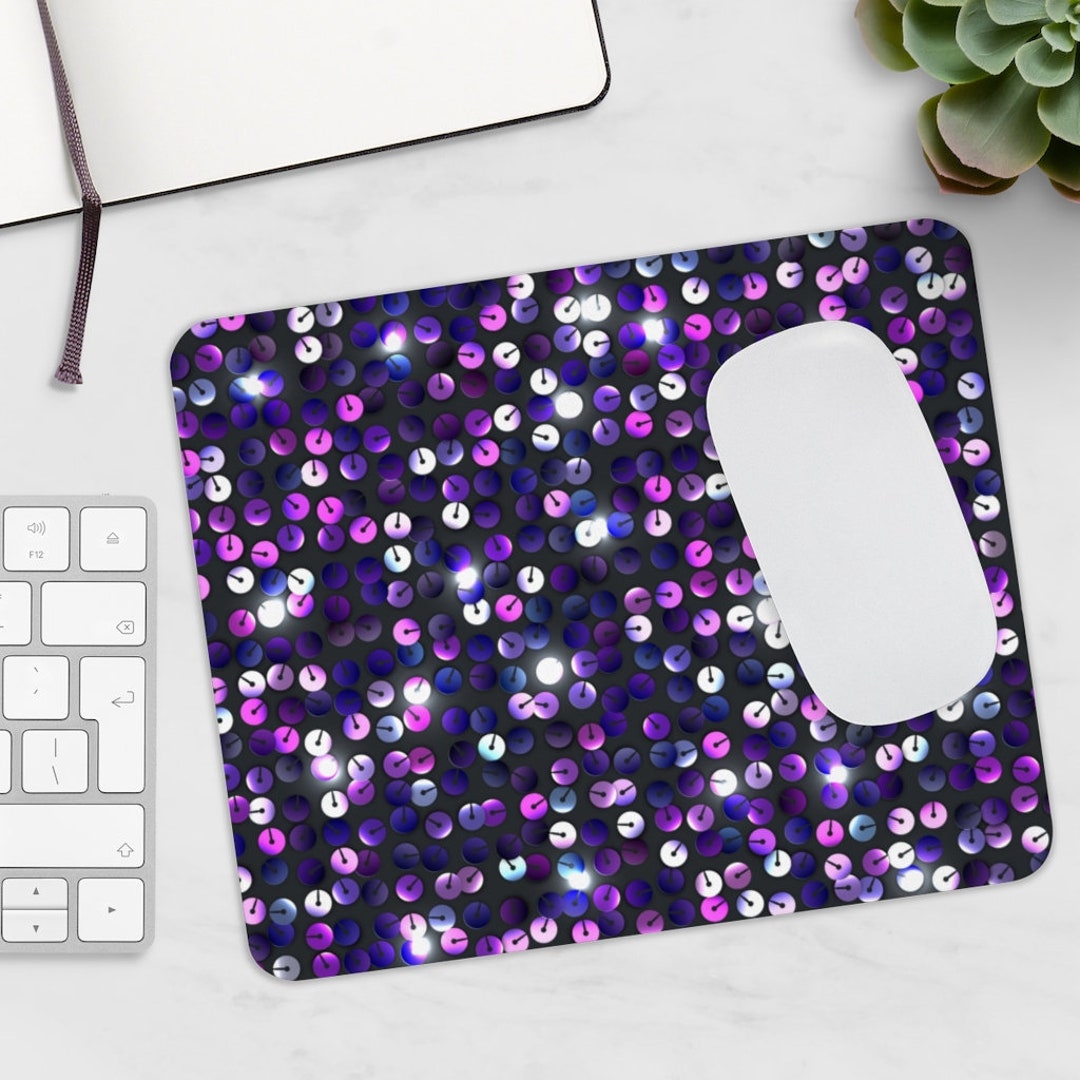 Glitter Mouse Pad, Purple Sequence Glitter, Desk Top Accessory ...