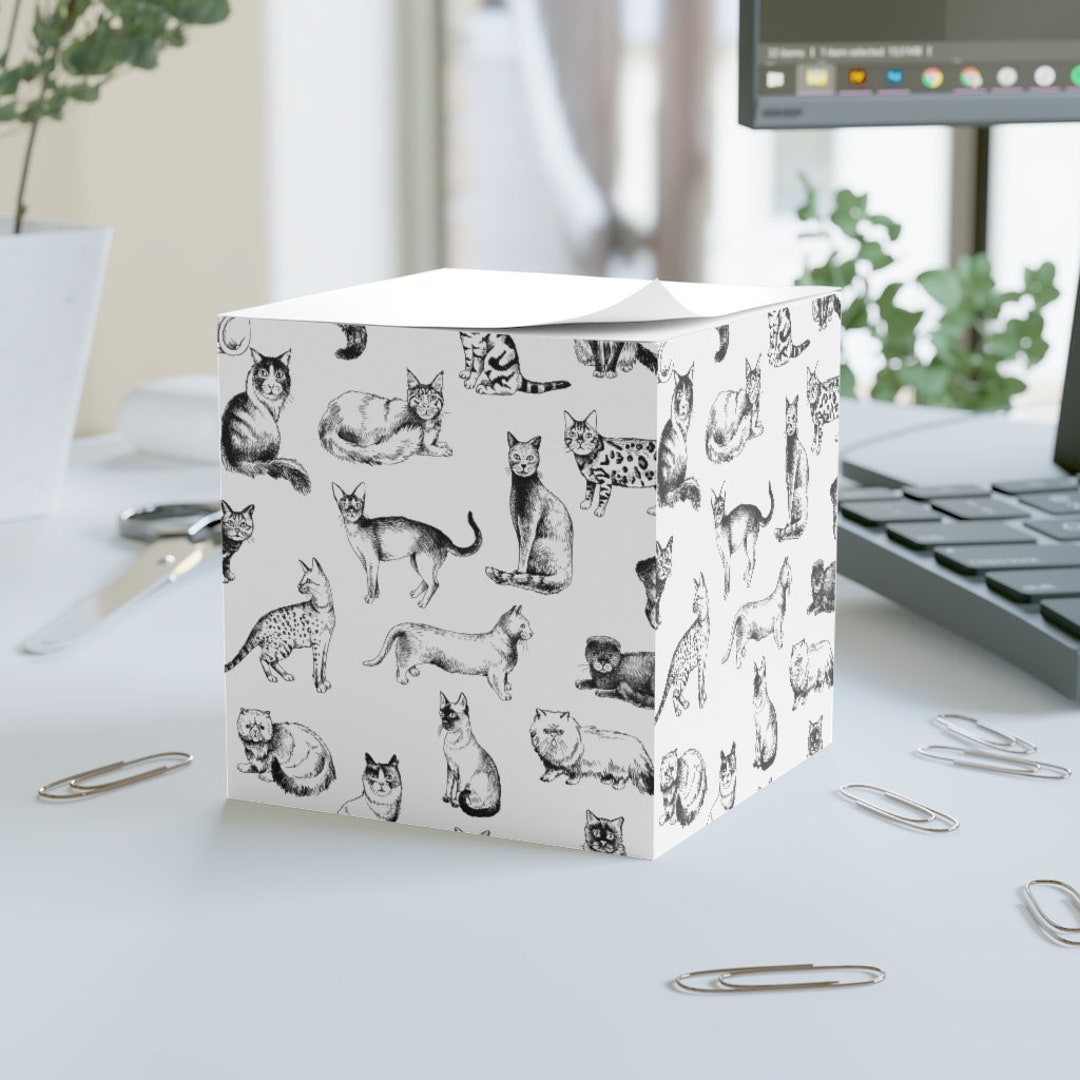 Note Cube, Cat Notepad, Kitty Cat Lover Gifts, Sticky Notes, Gifts for ...