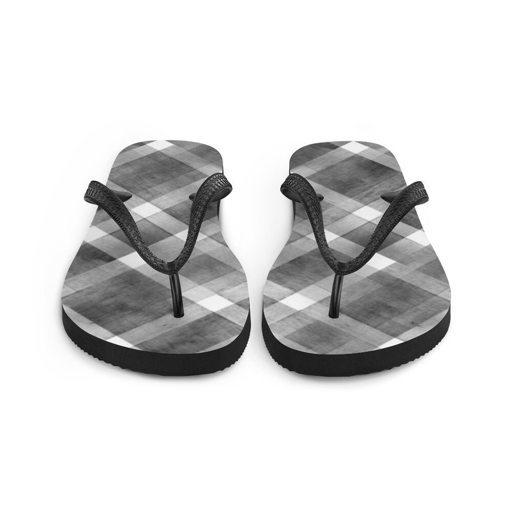 Plaid, Black and Gray, Flip-flops, Summer, Sand, Mom Gift, Beach Wear ...