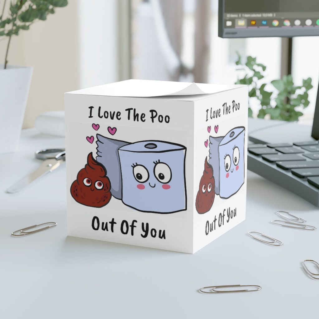 Poop and Toilet Paper Note Pad, I Love the Poo Out of You, Funny Sticky ...