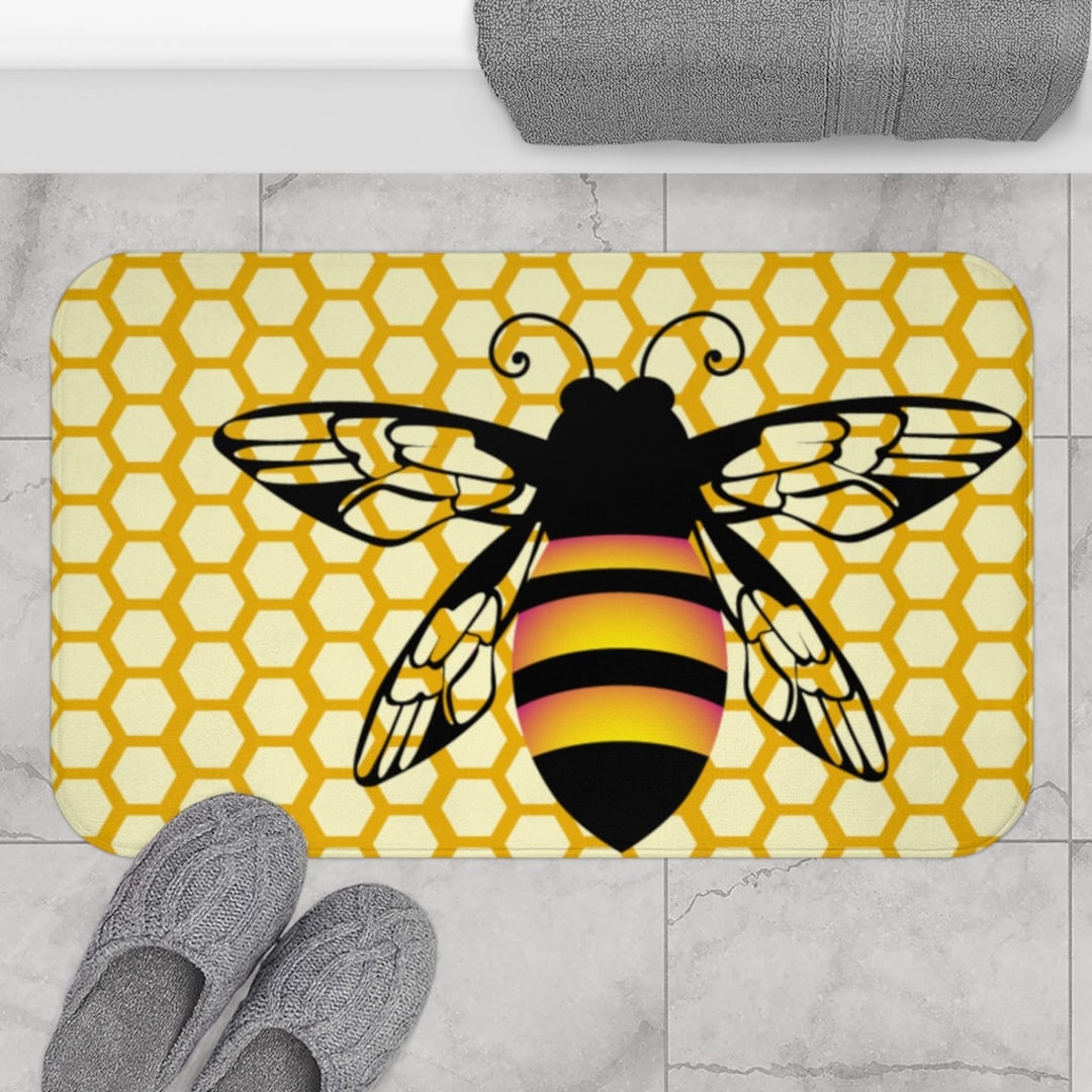 Bee Bath Mat, Bumble Bee Floor Mat, Bathroom Decor, Honey Bee Mat, Home ...