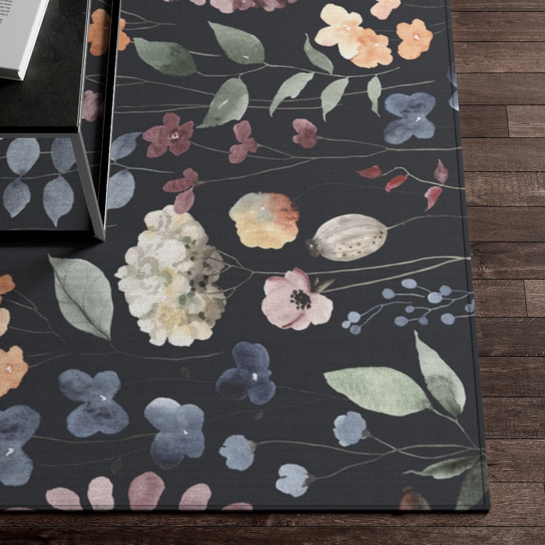 Flower Dornier Rug, Purple Flower Area Rug, Home Decor, Living Room Rug ...