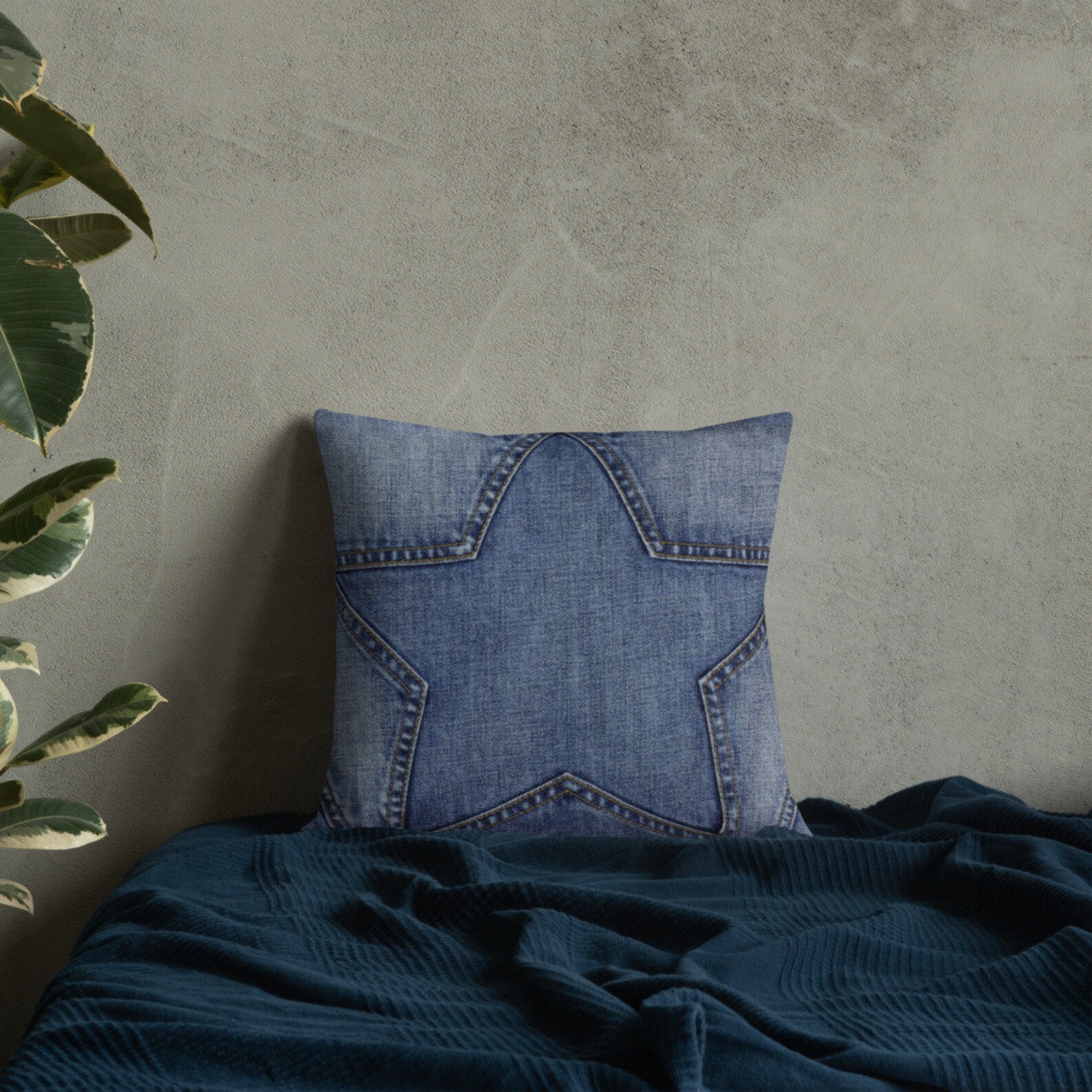 Accent Pillow, Throw Pillow, Denim Print on Pattern, Blue, Jean ...