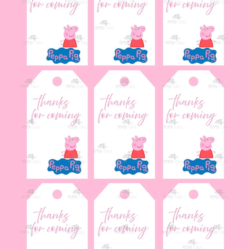 Peppa Pig Tags - Etsy