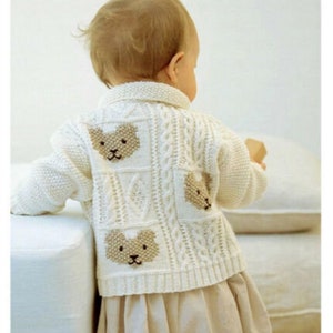Baby Teddy Bear Cable Cardigan Knitting Pattern Pdf Digital Download - Etsy