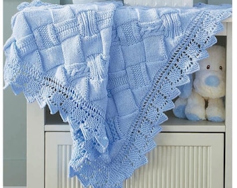 Baby Babies Shawl Pram Blanket Knitting Pattern DK Double Knit Digital ...