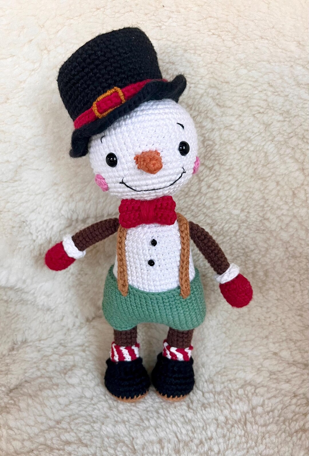Jolly Sparkling Holiday Snowman With Mittens, Top Hat and Overalls. - Etsy