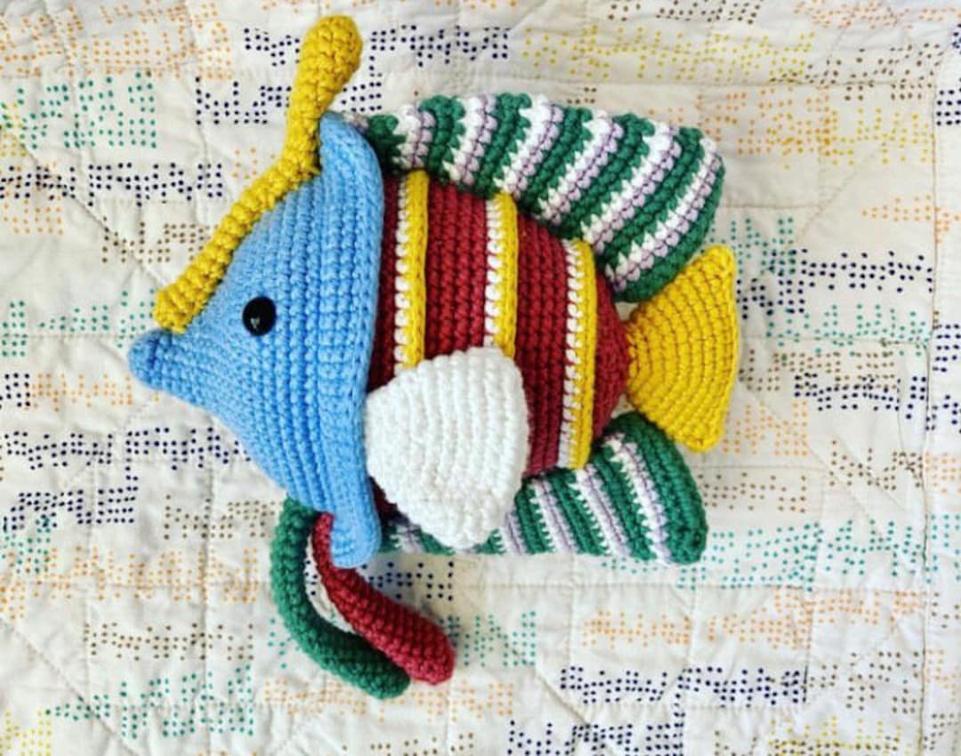 Handmade Crochet Angelfish Plush Toy – Colorful Stuffed Animal, Ocean ...