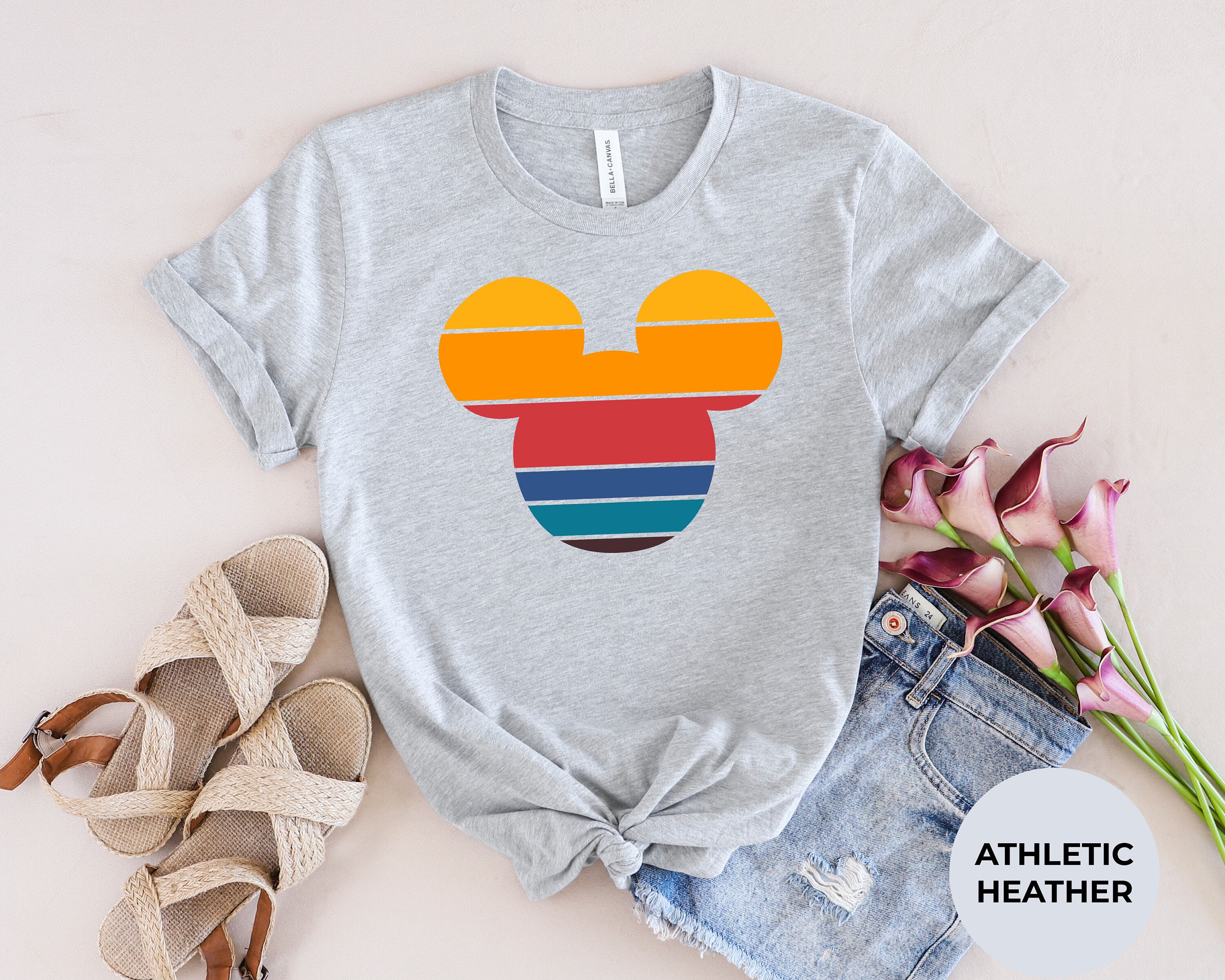 Camisa Retro Sunset Mickey, Camiseta Colorida Mickey, Disneyworld ...