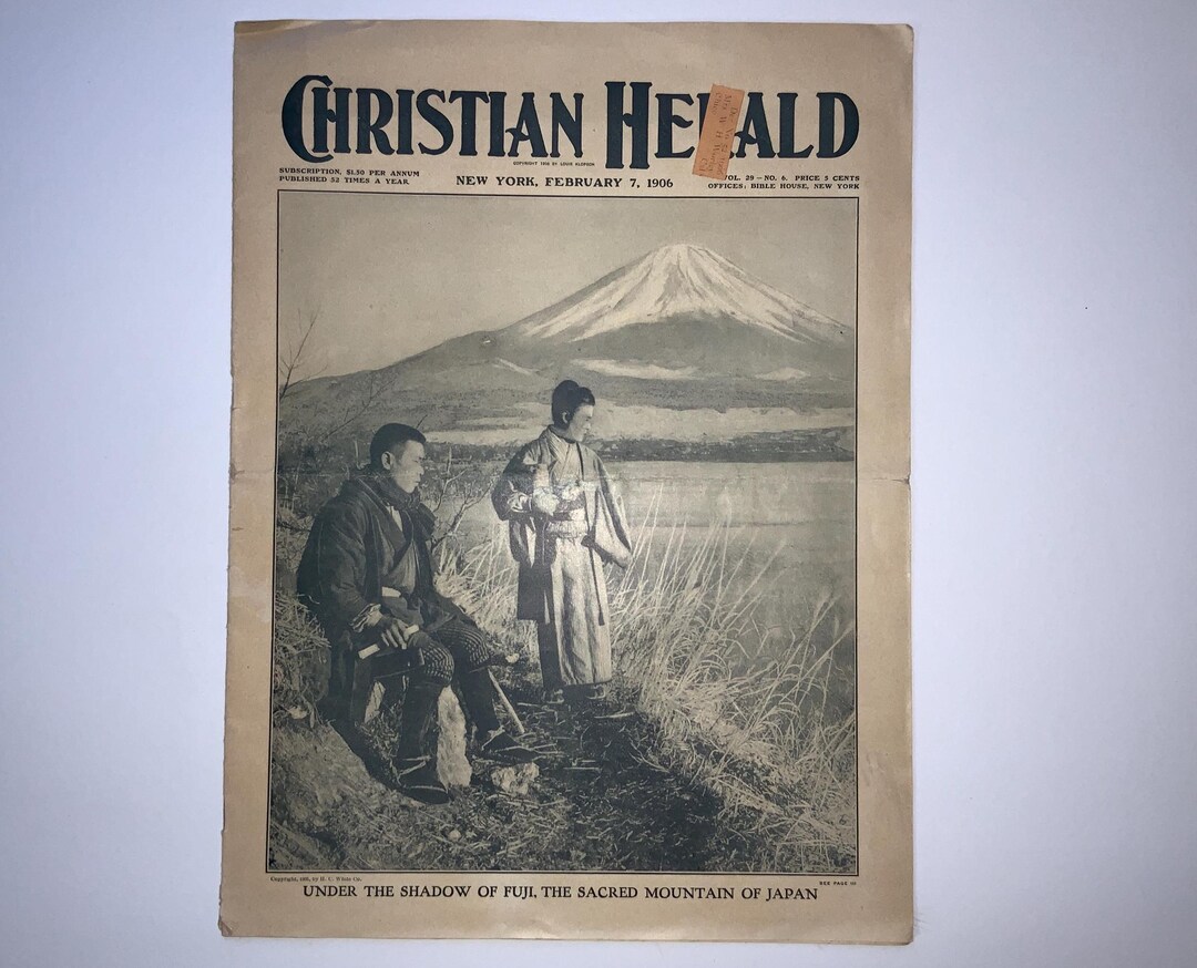 1906 Christian Herald Magazine: Mt. Fuji Cover - Religious History ...