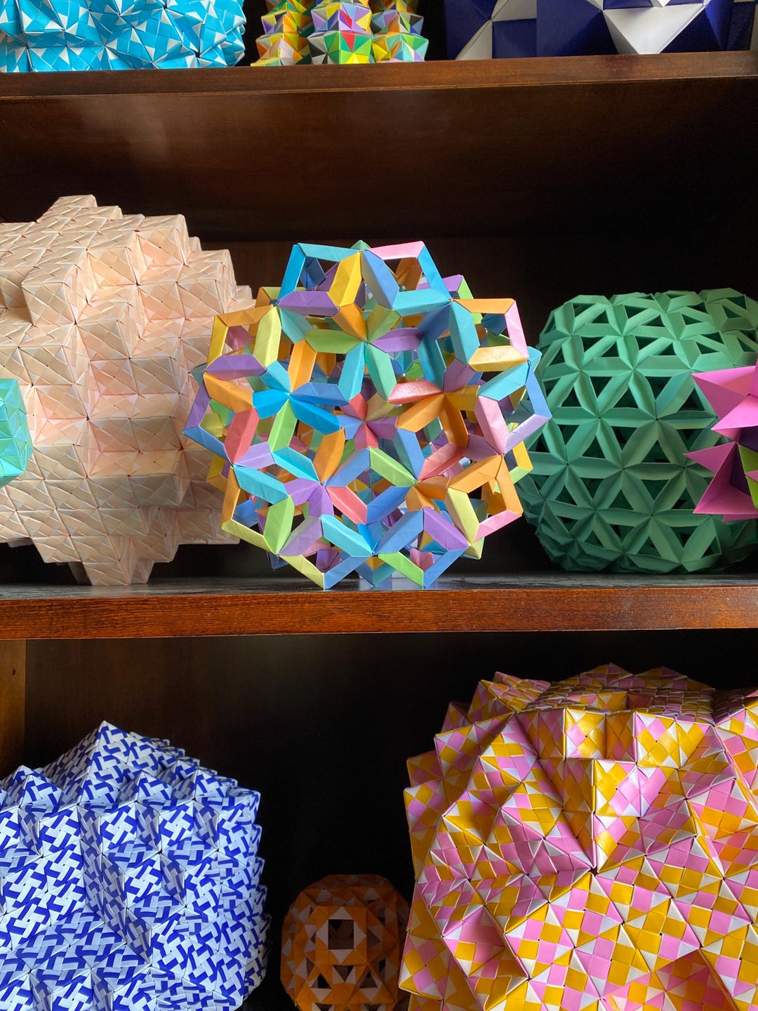 Paper Rainbow Sphere Handmade Polyhedron Bright Colors Vibrant Artwork ...