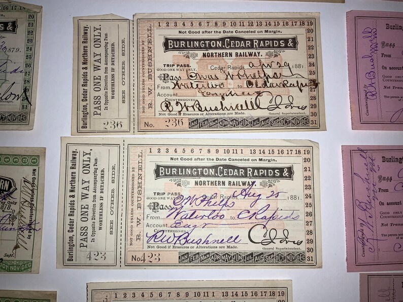 1870s 1880s Train Locomotive RR Railroad Pass Ephemera Huge Lot of ...