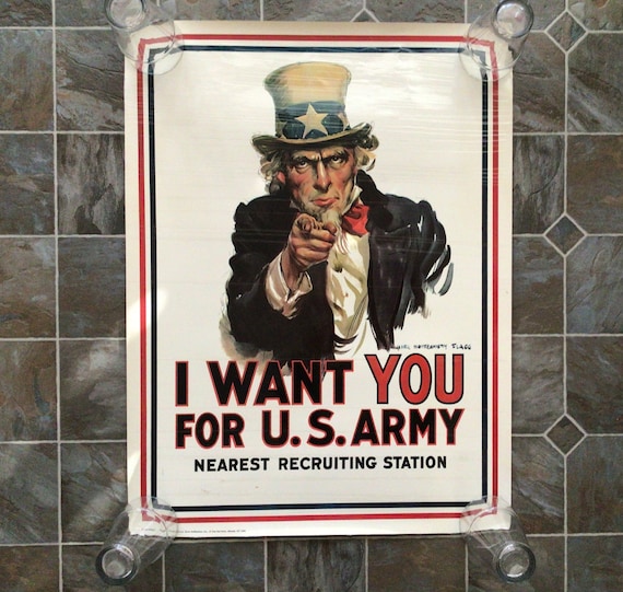 Uncle Sam Poster Ww1 I Want You For U.S. Army Uncle Sam WW1 Vintage