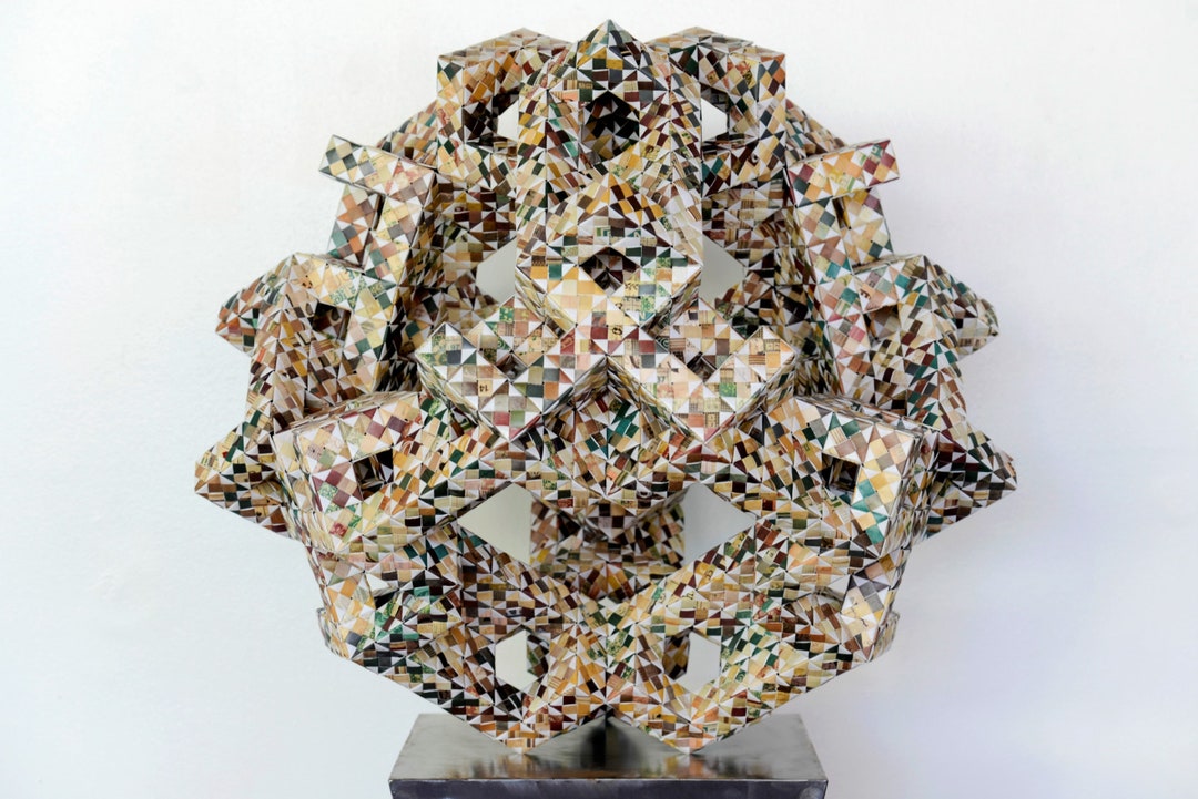 ORIGAMI Monumental Abstract Geometric Reflection 3 Dimensional Paper ...