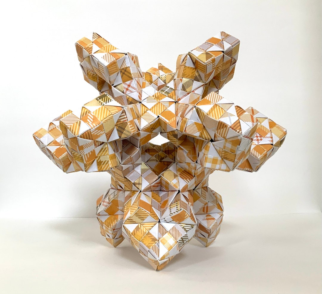 Twisted Cube Geometric Paper Art Origami Sculpture Original Design Base ...