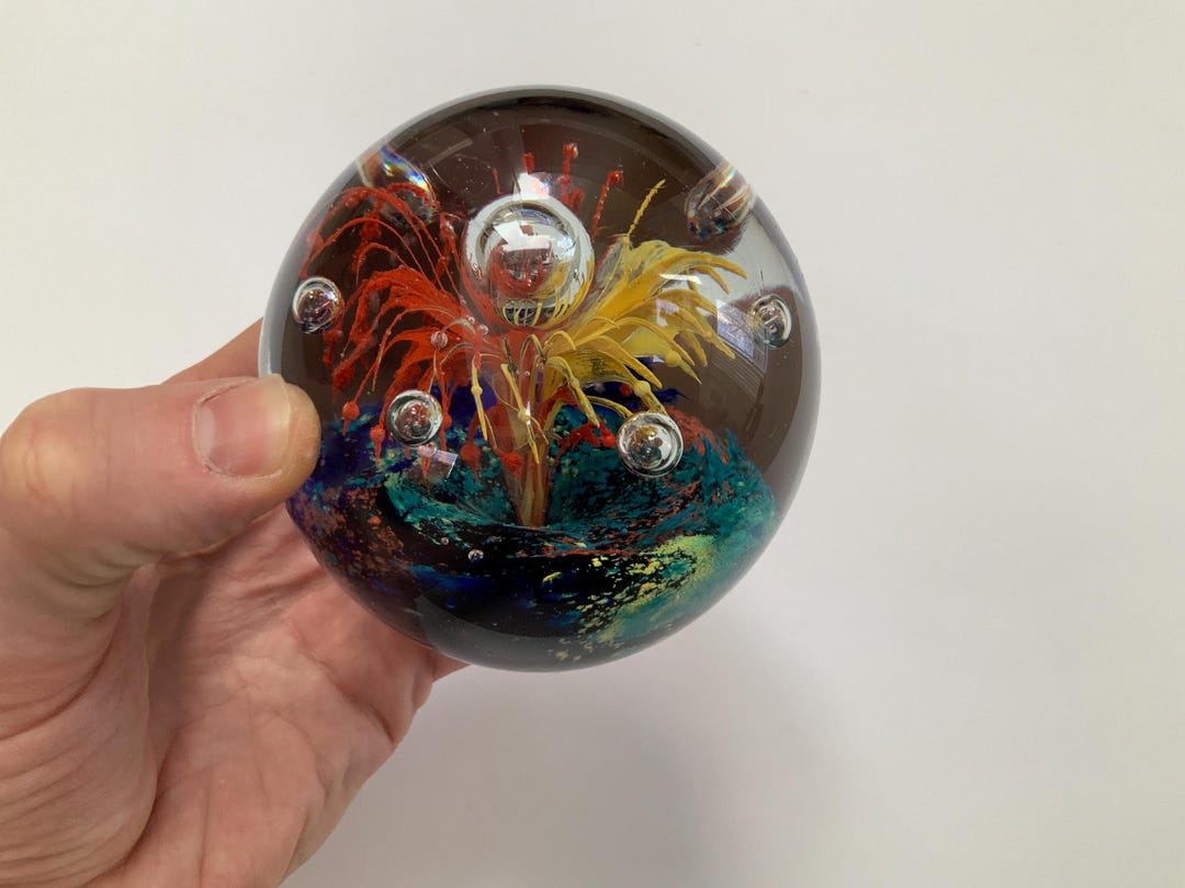Firework Art Glass Paperweight Heavy Controlled Bubble Fireworks ...