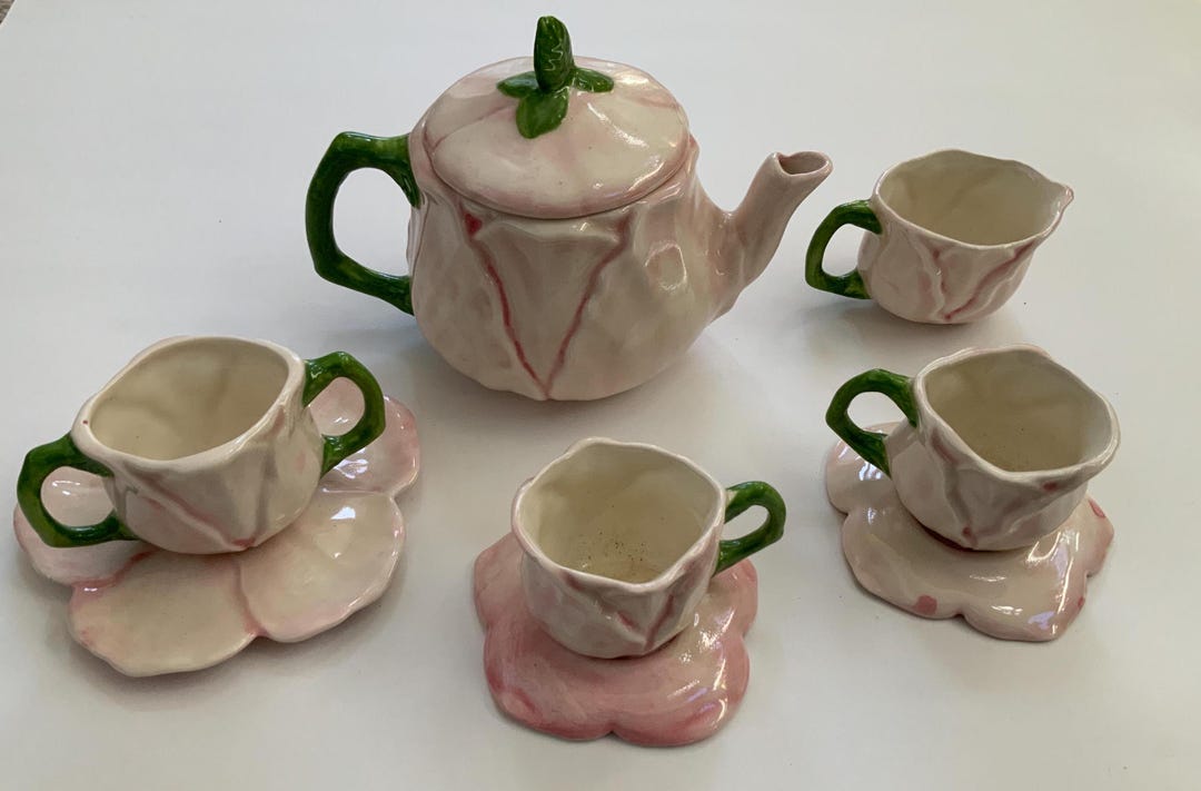 10pc Rose Pedal Tea Set Handmade Hand Painted Flower Theme Roses ...