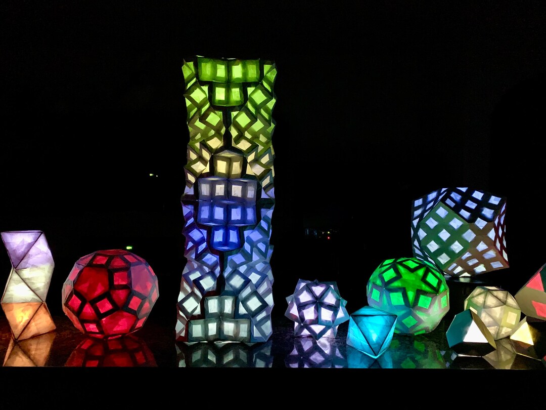 Rice Paper Origami Psychedelic Night Light Party Light Neon Sculpture ...