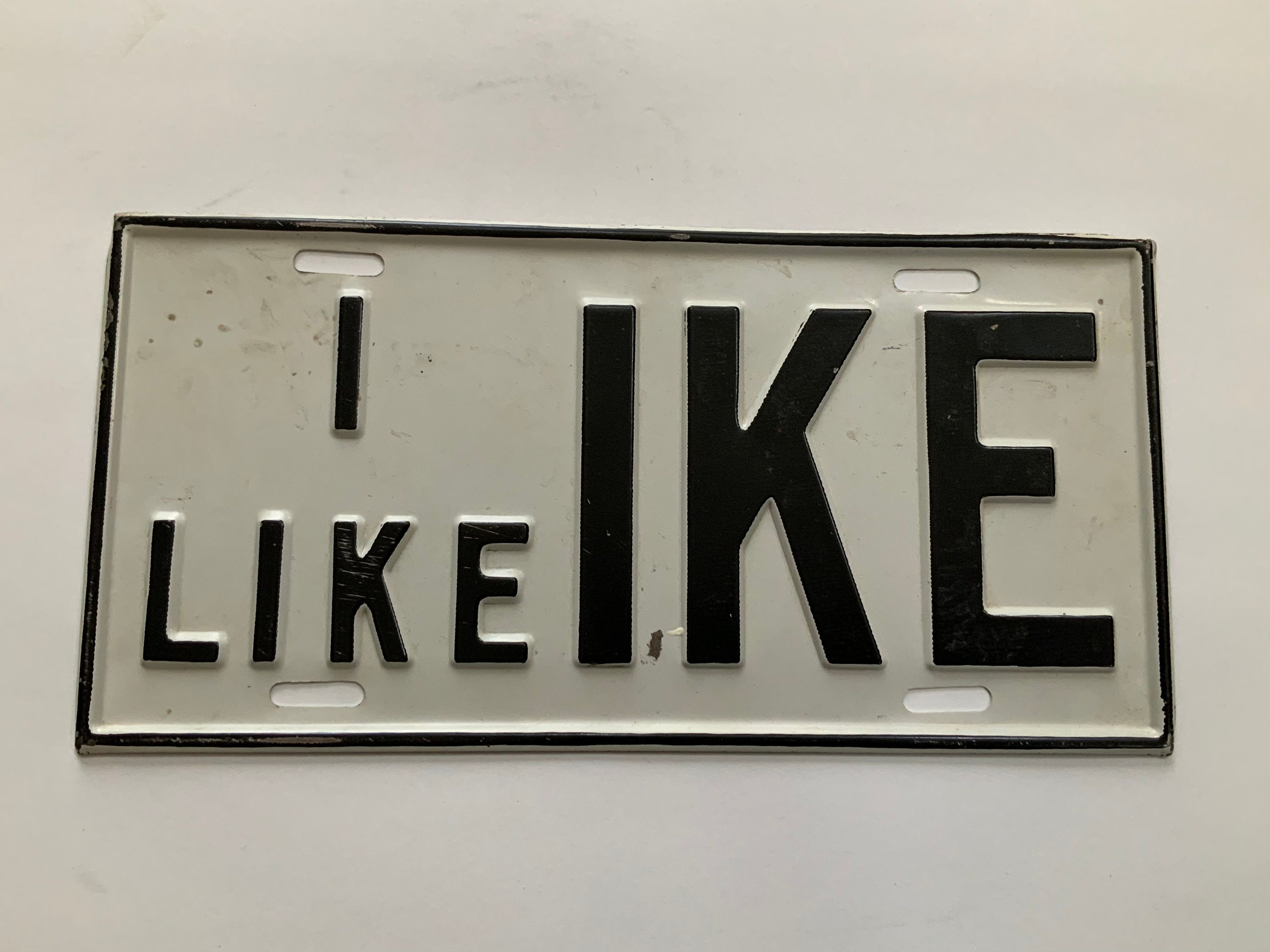 1950s Presidential Memorabilia I Like Ike Metal Sign License Plate ...