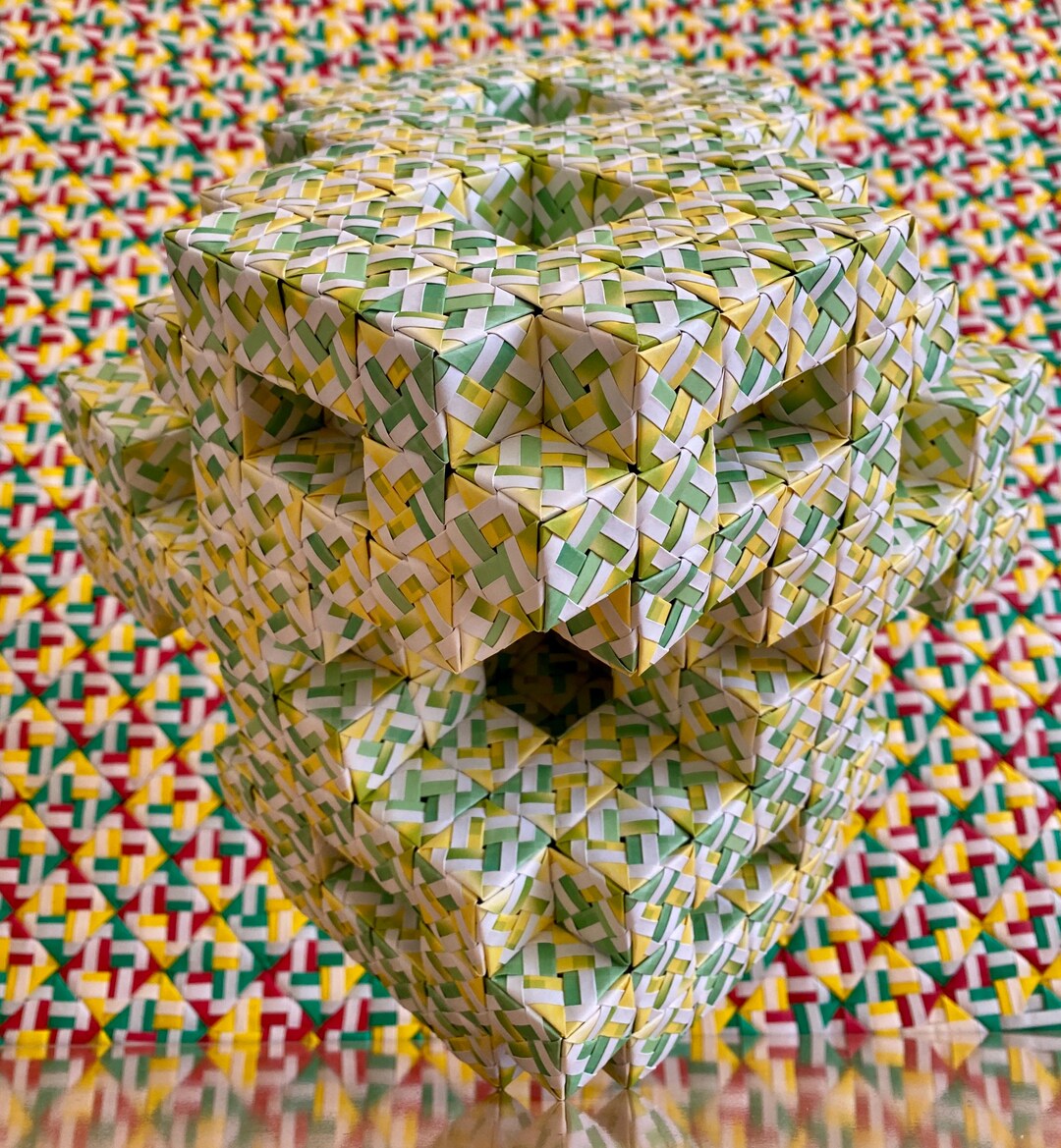 ORIGAMI FRACTAL CUBE 20000 Folds No Adhesives Original Art Math Science ...