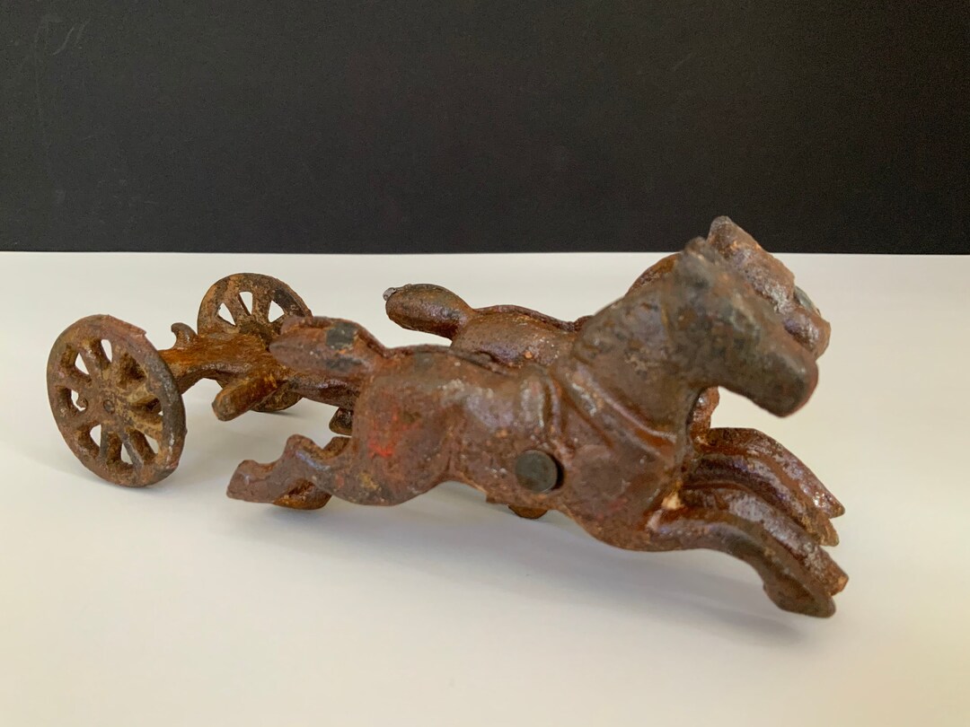 Antique 1800s Cast Iron Horse Drawn Wagon Pull Toy Arcade Original ...