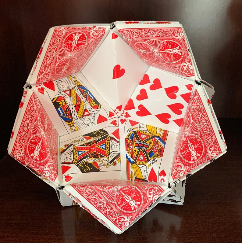 Origami Poker Royal Flush Card Sculpture: Handmade Gambling Decor ...