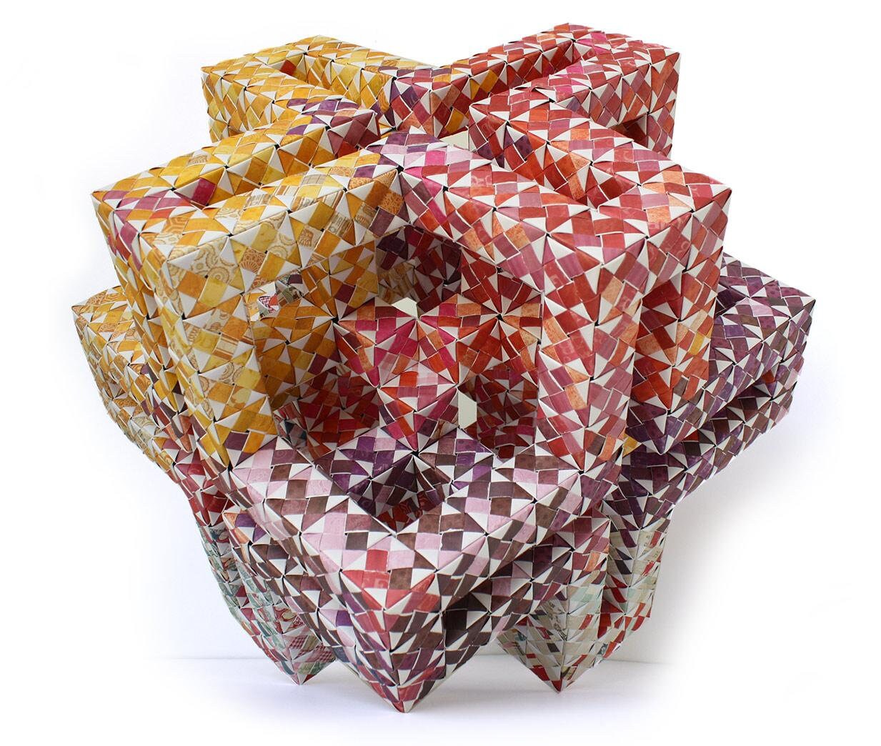 Origami Pinwheel Pyramid Cube Sculpture: Twisted Paper Engineering Art ...