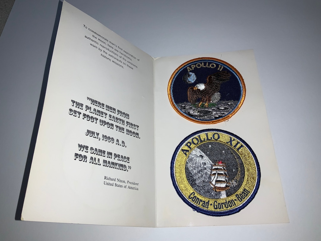 New 1969 NASA Patches Original Souvenir Card History Apollo XI Apollo ...