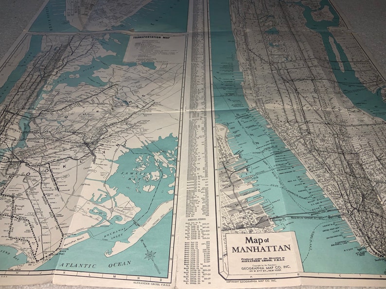 New York 4 Maps in One Geographia Map Cos Latest Guide Antique Downtown ...