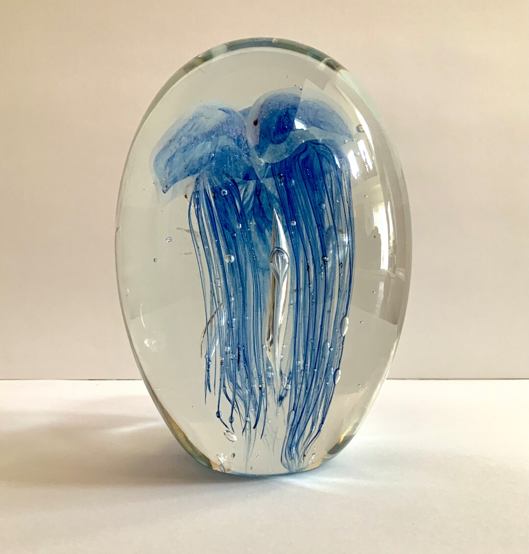 Glow in the Dark Giant Glass Art Jellyfish Oceanic Paperweight Dynasty ...