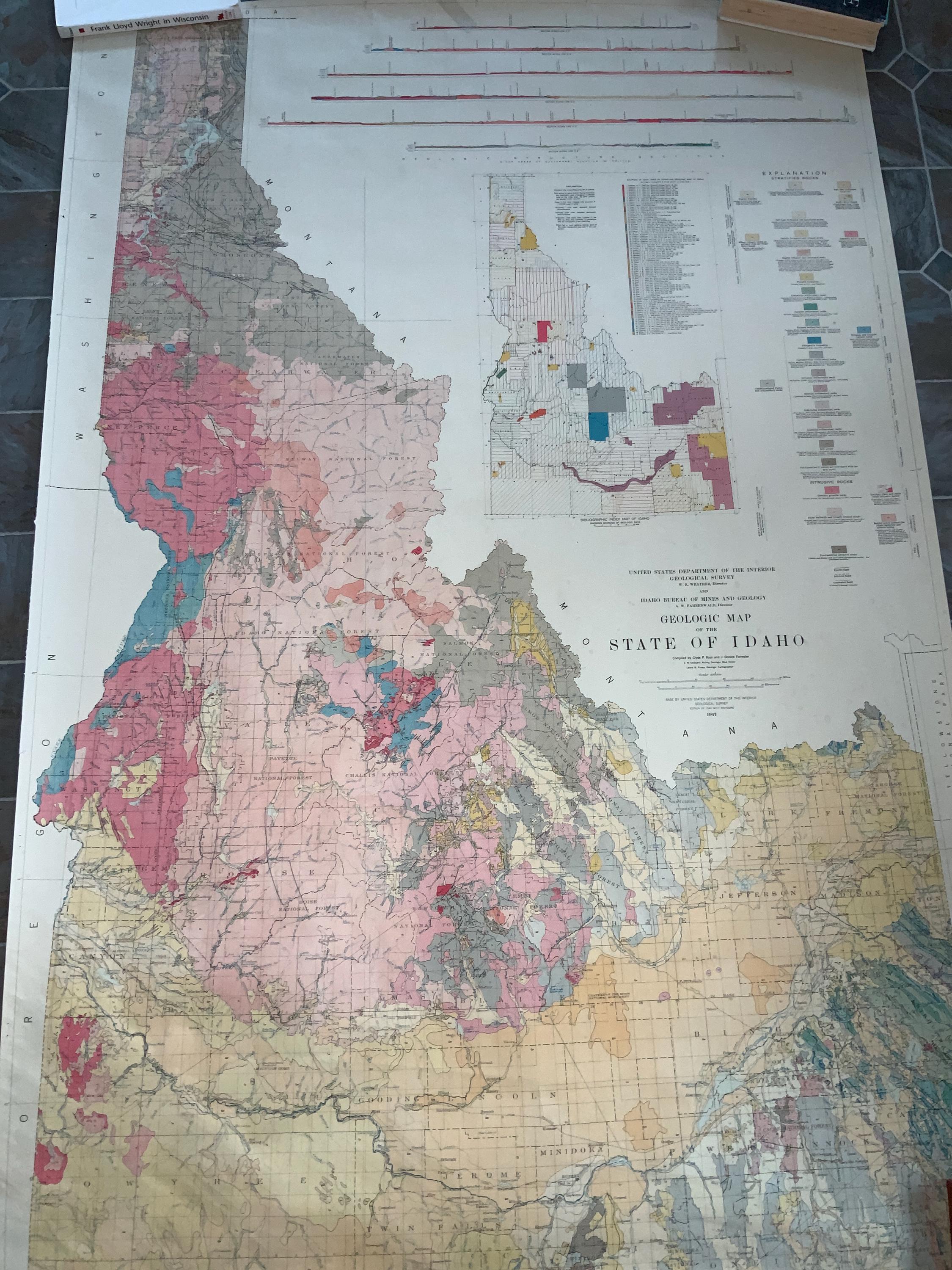 Idaho 1960s XL Geological Map Rock Formations Geology Science 63 ...