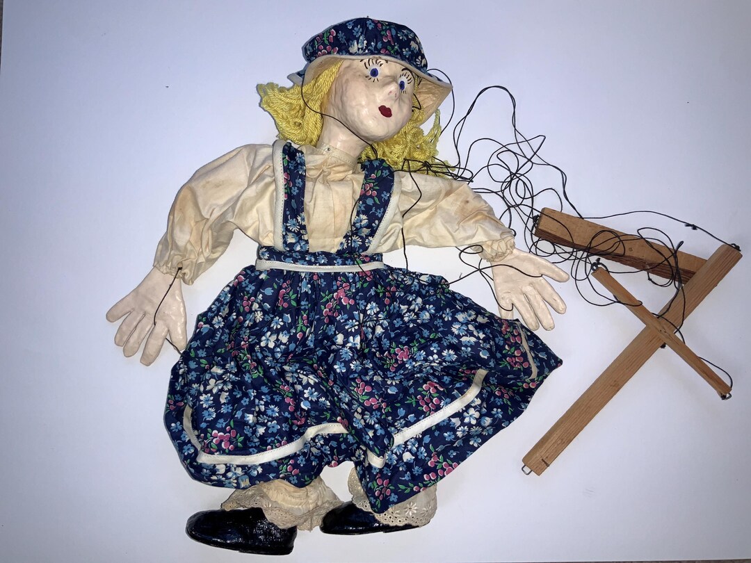 Vintage Handmade Puppet Marionette Doll Puppeteering Dolls Wood Plaster ...