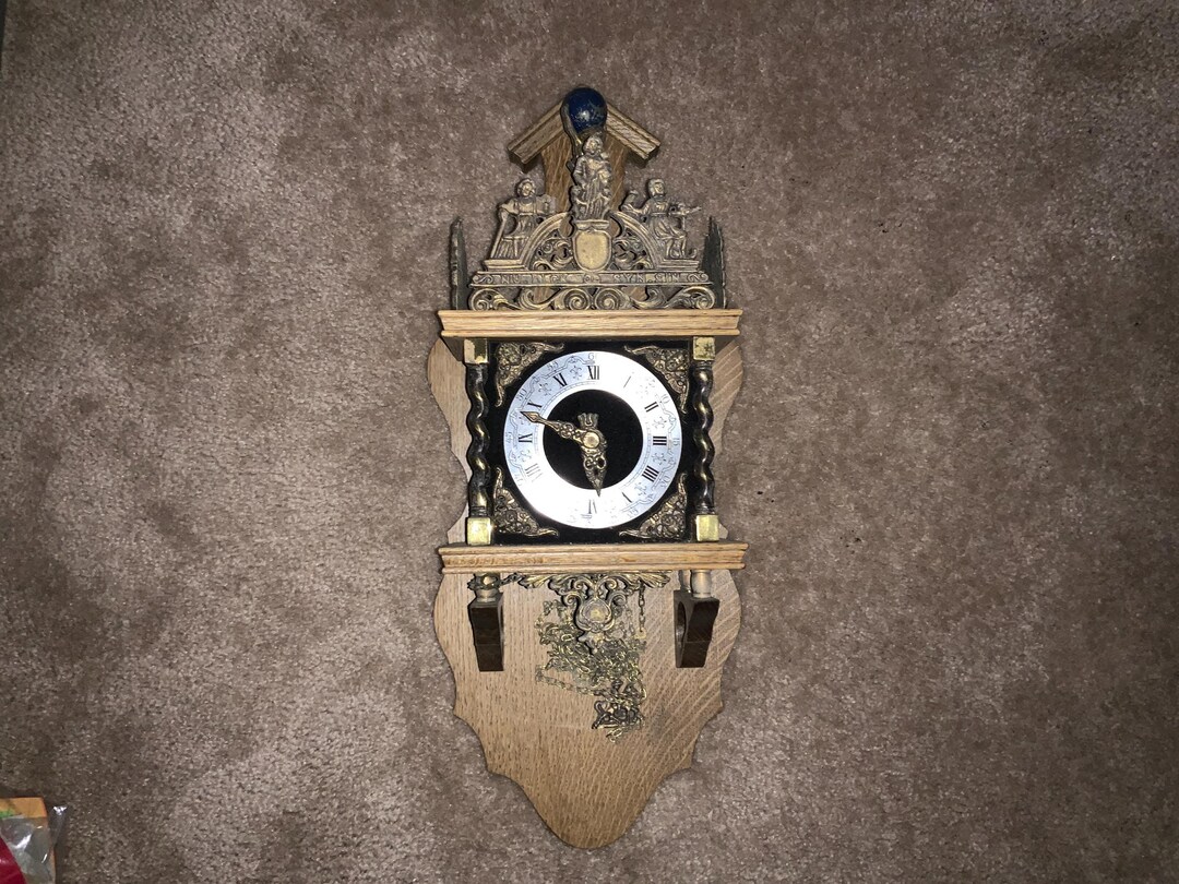 Ornate Dutch Wall Clock: Solid Brass & Wood Decor (no Weights) - Etsy