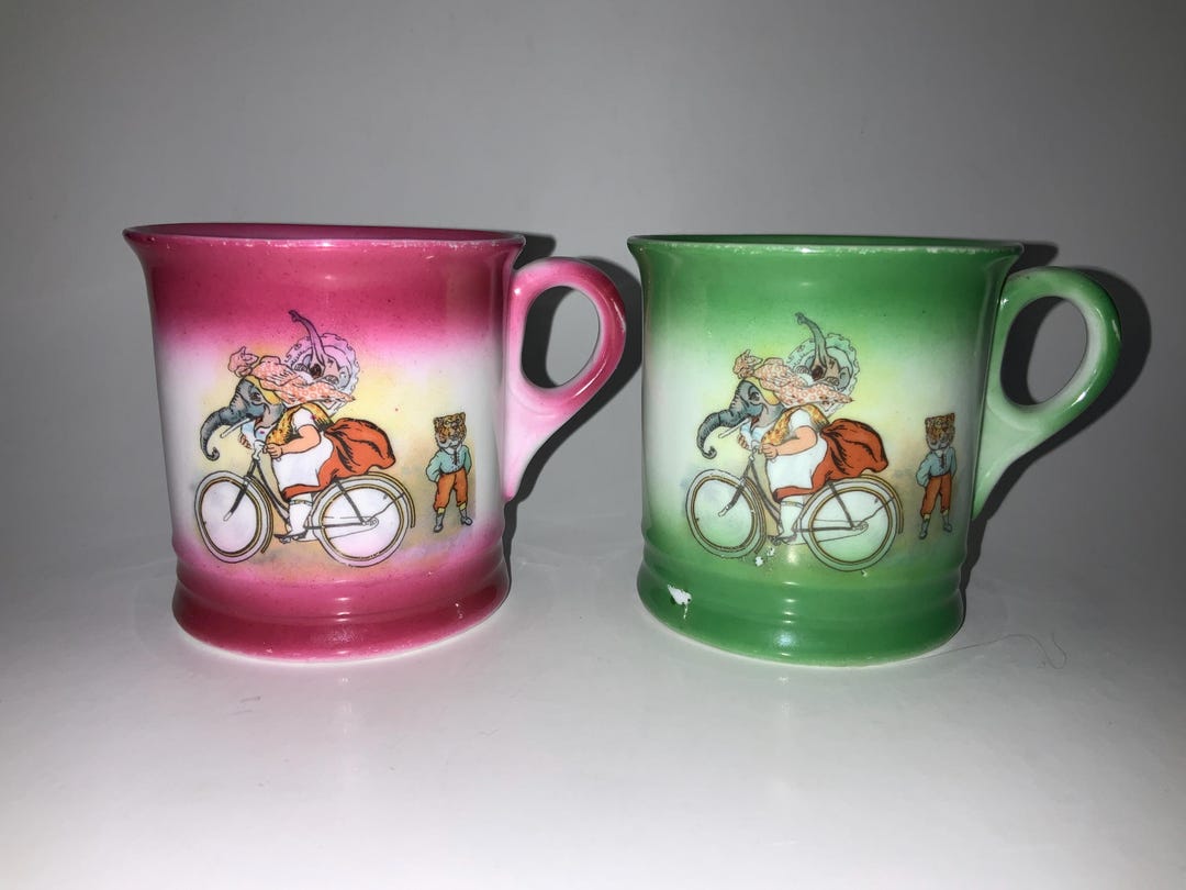 Antique Anthropomorphic Bicycle Elephant With Baby and Tiger Suit Man ...