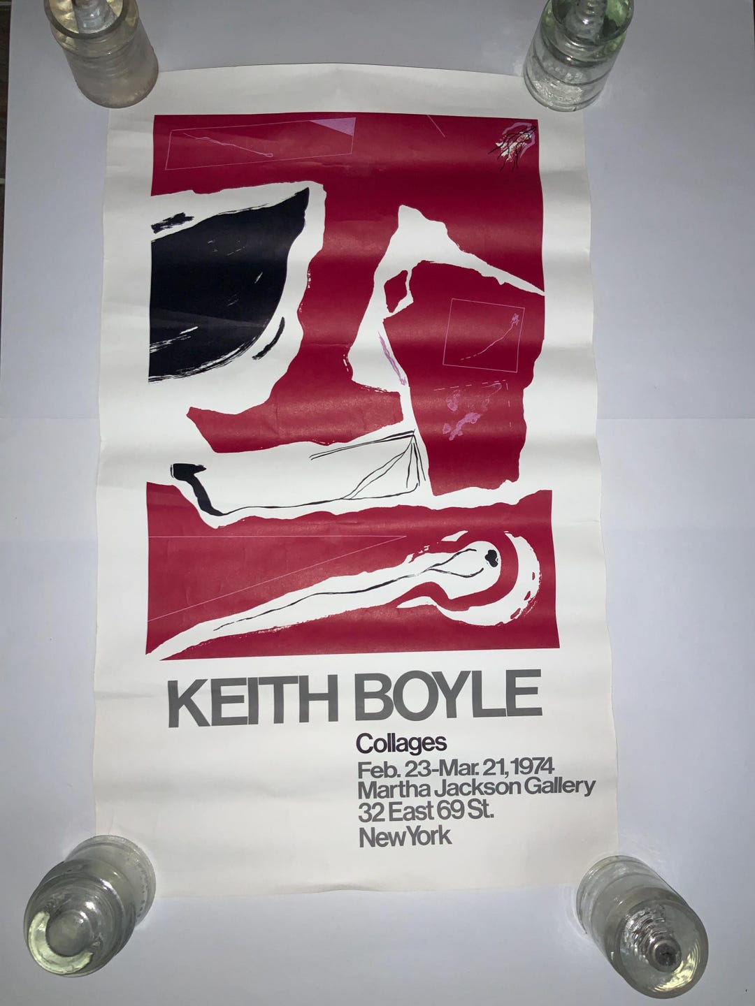 1974 Exhibition Poster Lithograph Keith Boyle Collages Martha Jackson ...