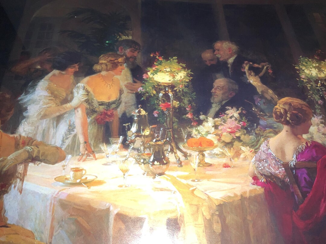 Jules Grun the Dinner Party Fine Art Lithograph Print Vintage Sealed ...