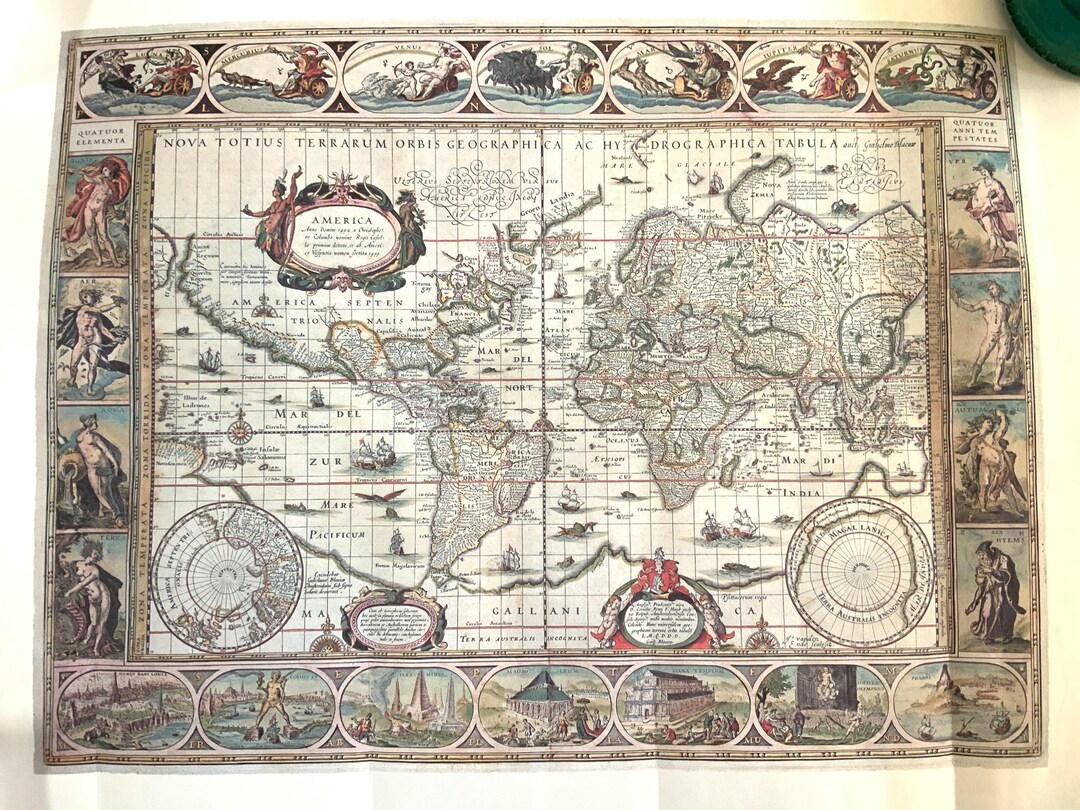 1630 Map of the World Ancient Map World Maps Vintage Reproduction ...
