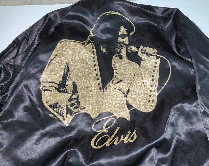 Elvis Satin Bomber Jacket Elvis Presley Enterprises Diamond Dust 100% ...