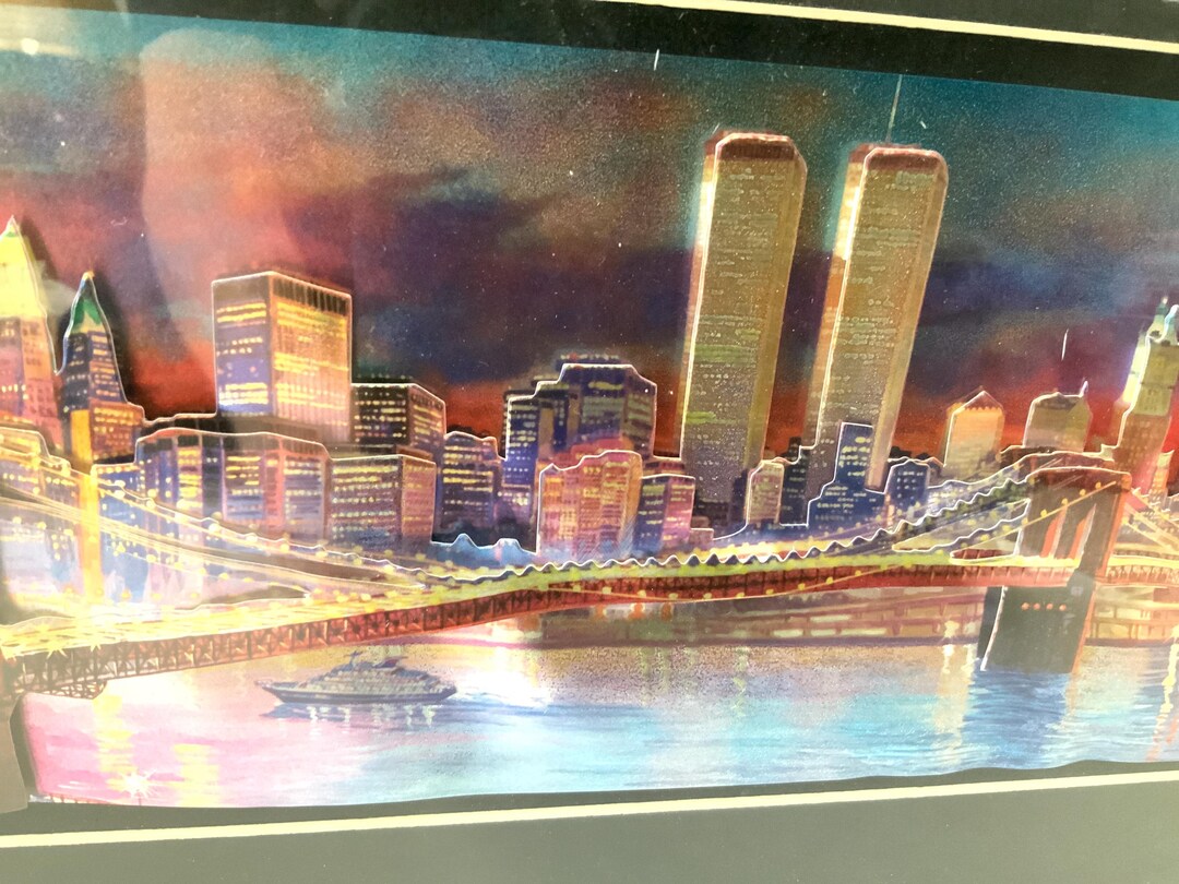 Twin Towers NYC Skyline 3D 3 Dimensional Foil Metallic Wall Art Print ...
